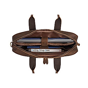 Luxorro Full Grain Leather Briefcases For Men, Handcrafted Leather Laptop Bag For Men, Our Leather Bags For Men Come In A Beautiful Gift Box, Perfect Christmas Gifts For Men, Brown, Fits 15.6" Laptop