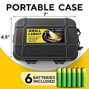 Flexible LED BBQ Grill Lights Set of 2 - The Perfect Grilling Accessories Light with 360-Degree Magnetic Base and Gooseneck - 100% Portable Weatherproof Outdoor Lamp w/ 6 Batteries Included