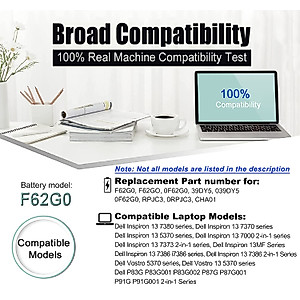 BOWEIRUI F62G0 Battery Compatible with DELL Inspiron 13 7000 Inspiron 13 5370 7370 7373 7380 7386 Series Laptop