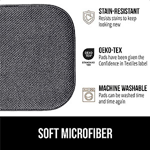 Gorilla Grip Memory Foam Chair Cushions, Comfortable Pads for Dining Room, Kitchen Table, Office Chairs, Stay in Place Backing, Comfortable Microfiber Seat Pad Cushion, Set of 4, 16x16, Gray