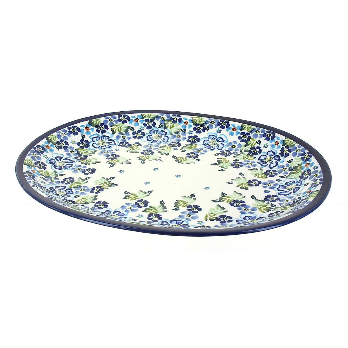 Blue Rose Polish Pottery Vintage Violet Large Serving Platter