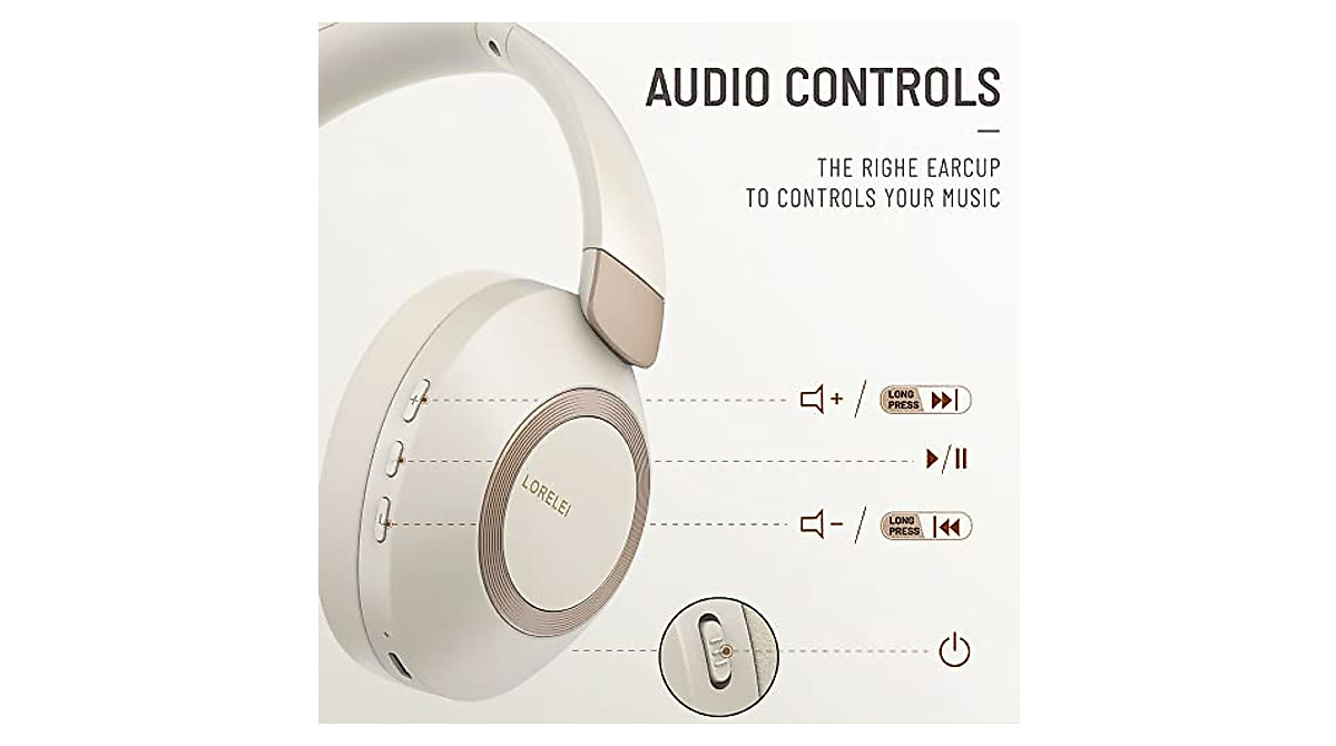 LORELEI B-C6 Wireless Headphones - 50H Playtime & Deep Bass