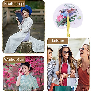 jojofuny 6 Pcs Folding Small Fan Foldable Miss Paper White Fan