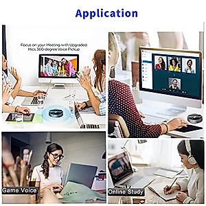 Decvopx Conference Speaker with Microphone for Computer, 360° Enhanced Voice Pickup Conference Call Speakerphone for Video Conference/Gaming/Chatting/Skype/Telephone Audio Conferencing Products