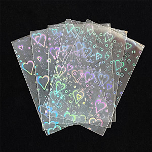 SpireHues Kpop Holographic Photocard Sleeves - 100 Pack with Heart Design, Twinkling Laser Flashing Design. Protect Your Kpop Photocard, Heart, 58x89