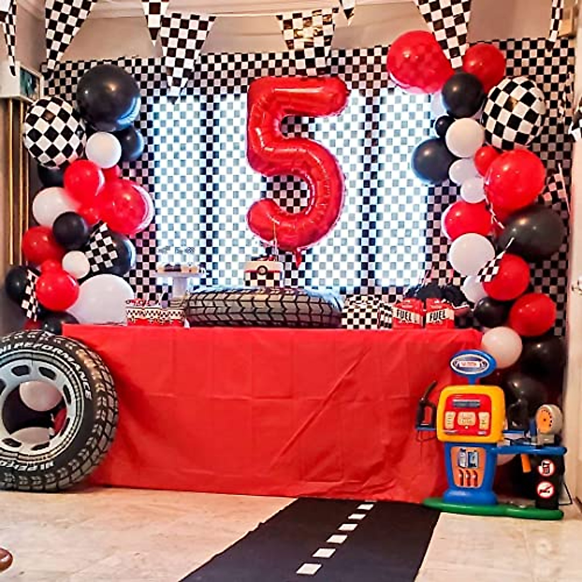 148 Pieces Race Car Balloons Arch Garland Kit,Racing Car Theme Birthday Party Decorations Cars Balloon Arch Kit 5 10 18 Inch