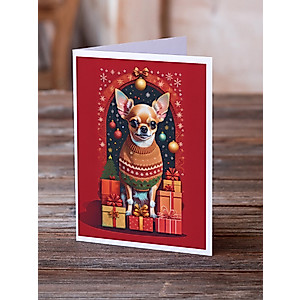 Caroline's Treasures DAC3068GCA7P Chihuahua Holiday Christmas Greeting Cards Pack of 8 Blank Cards with Envelopes Whimsical A7 Size 5x7 Blank Note Cards