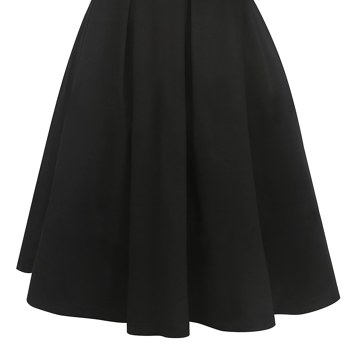 oxiuly Women's Vintage Half Sleeve O-Neck Contrast Casual Pockets Party Swing Dress OX253 (Black Solid, S)