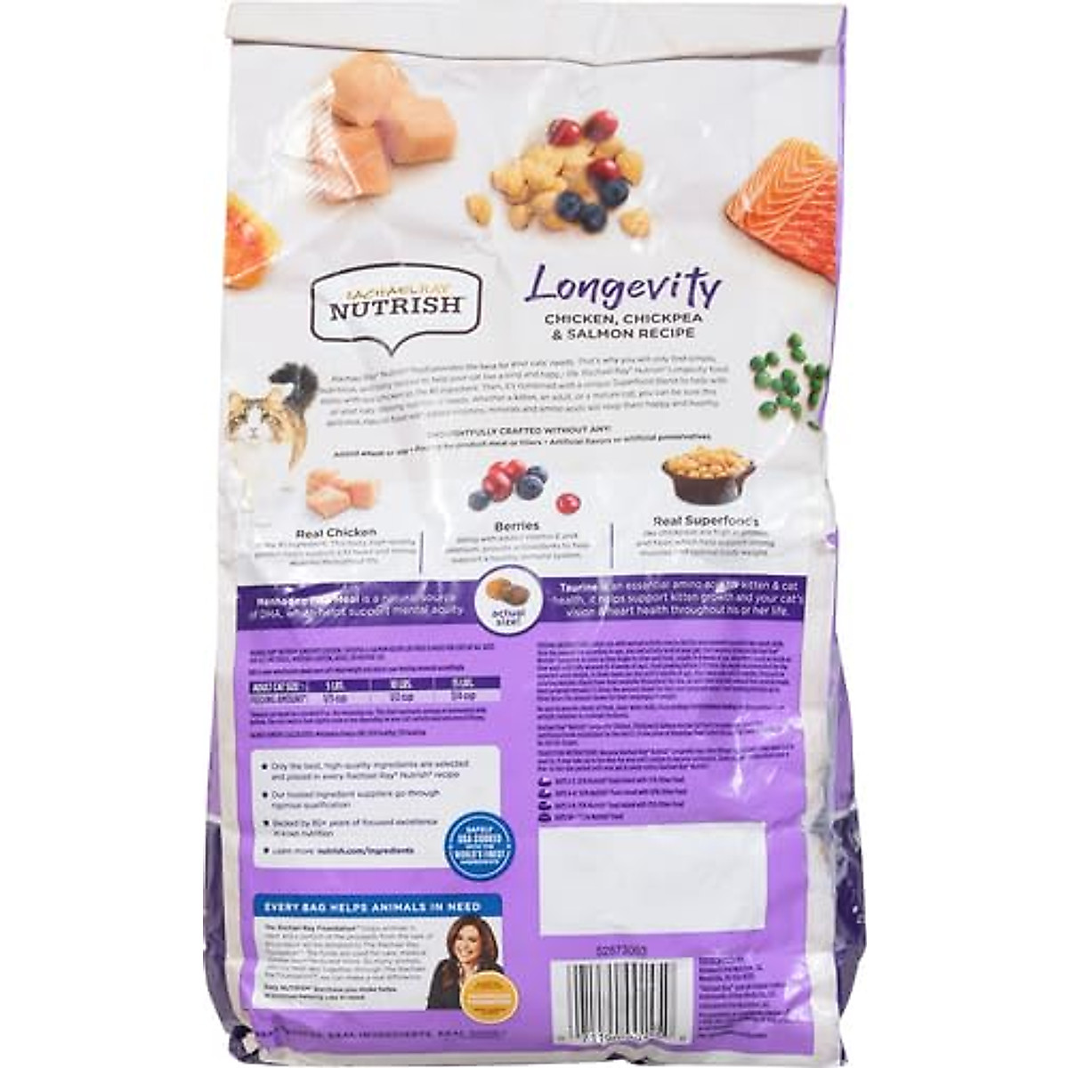 Rachael Ray Nutrish Longevity Premium Natural Dry Cat Food, Chicken with Chickpeas & Salmon Recipe, 3 Pounds