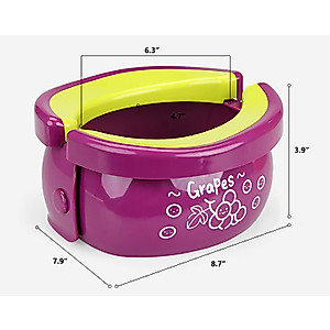 Portable Potty 2-in-1 Travel Toilet Seat & Compact Potty Trainer for Baby, Toddlers & Kids with Splash Guard & Liners (Grape)