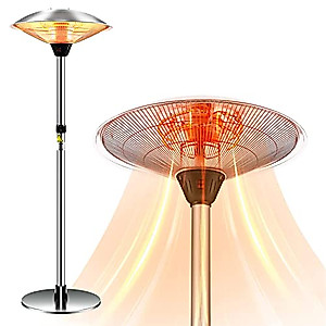Outdoor Patio Heater,3 Heating Mode Space Heater Infrared Fast Heating Electric Heater with Tip Over Protection,Waterproof Freestanding Heater for Garden Garage Balcony Backyard-3000w 58.5x160-210cm(2