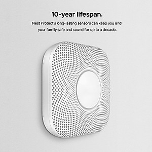 Google Nest Protect - Smoke Alarm - Smoke Detector and Carbon Monoxide Detector - Battery Operated , White - S3000BWES