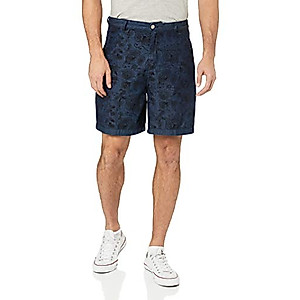A|X Armani Exchange Men's Yarn Dyed All-Over Printed Cotton Twill Bermuda Short, Indigo pailsey, 30