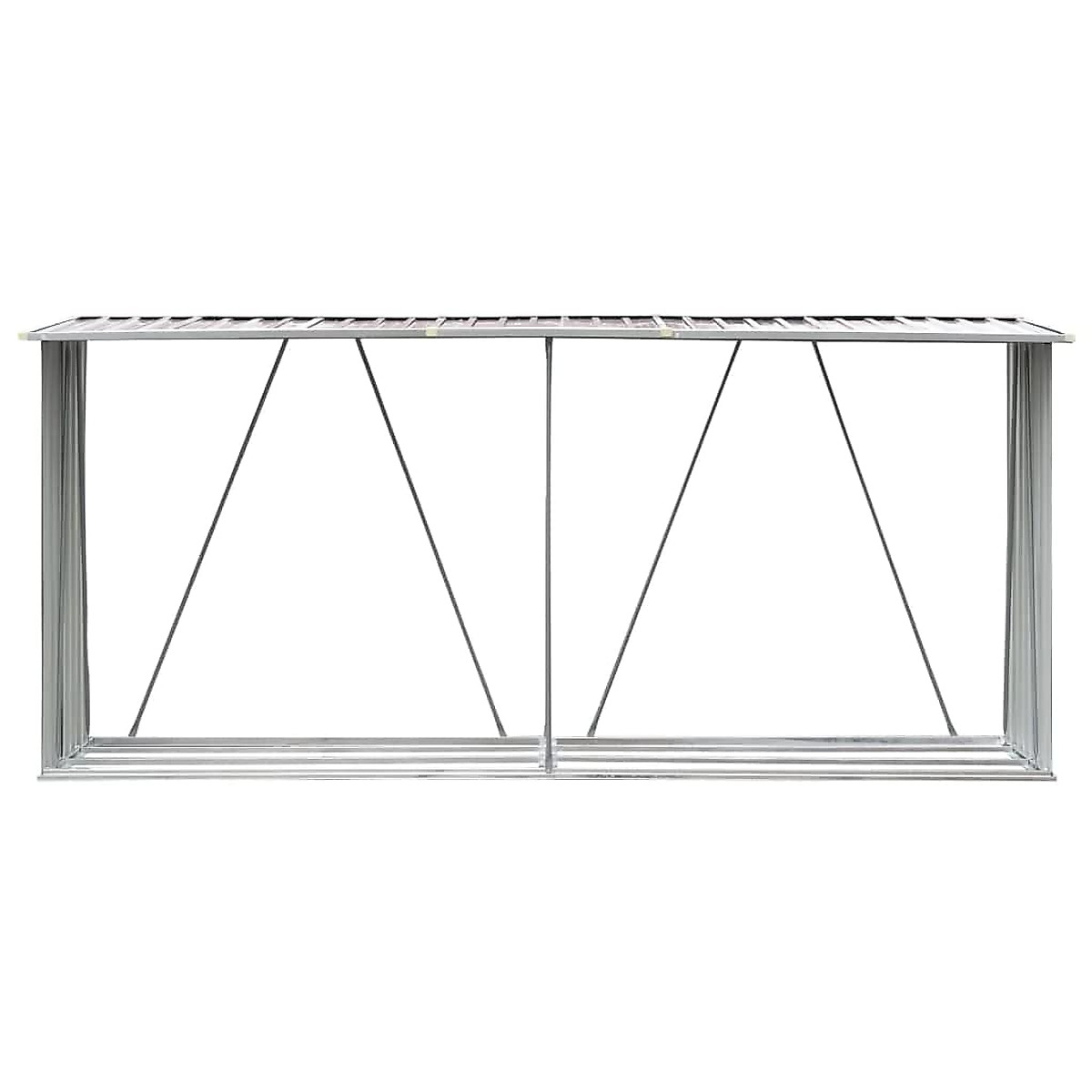 vidaXL Log Storage Shed, Log Holder with Roof, Log Storage Shed, Firewood Rack for Backyard Garden Patio Porch, Brown Galvanized Steel 129.9"