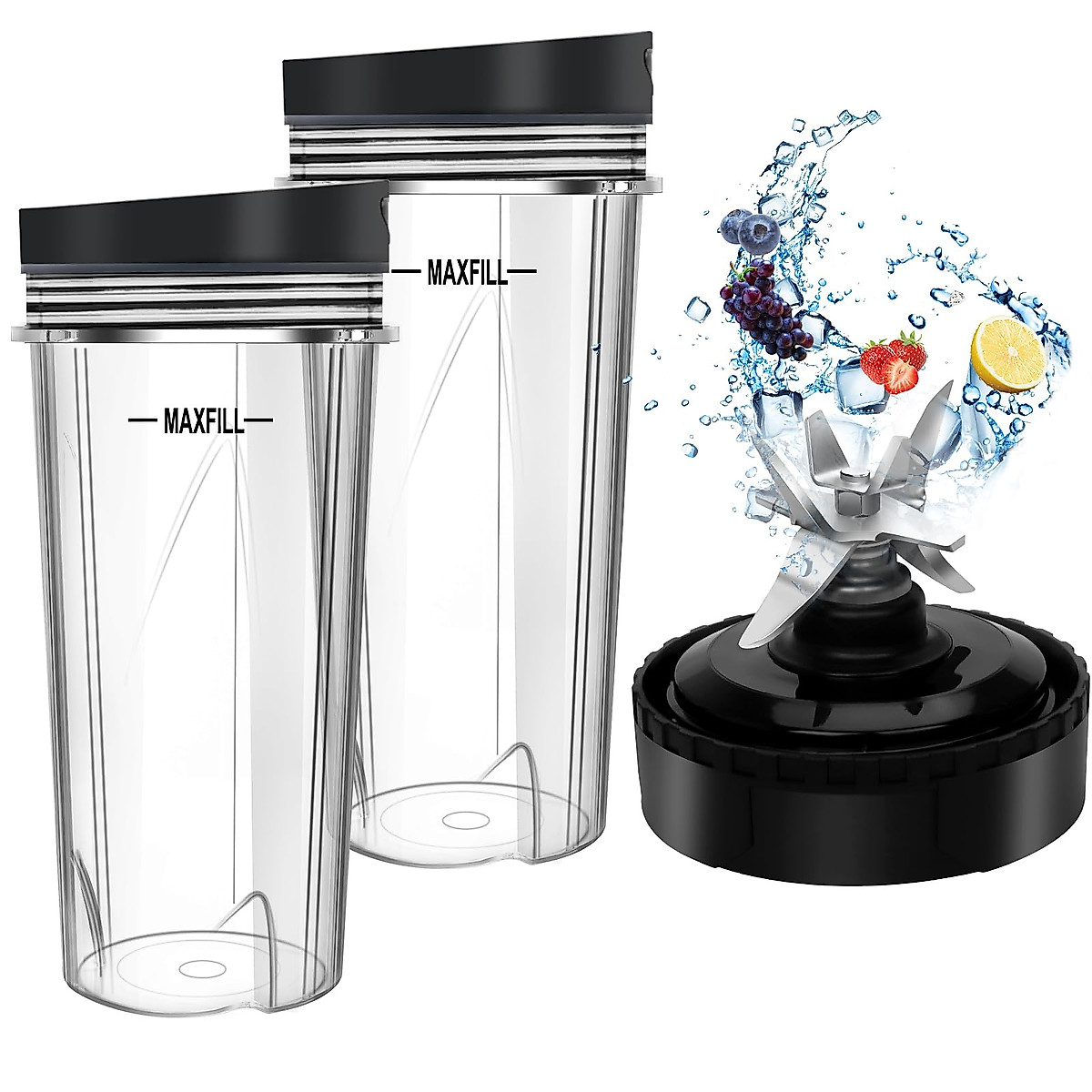 3 Pack Small 16oz Cup with Lids Magic Bulle Replacement Part Cup Mug with lids Compatible with 250w MB1001 Magic Bullet Mugs & Cups Blender Juicer Mixer