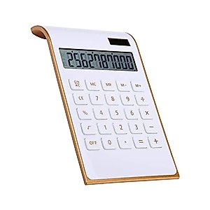Podokas Rose Gold Calculator, 10 Digits Dual Power Basic Office Calculator, Desktop Office Supplies and Accessories with Large LCD Display (White)