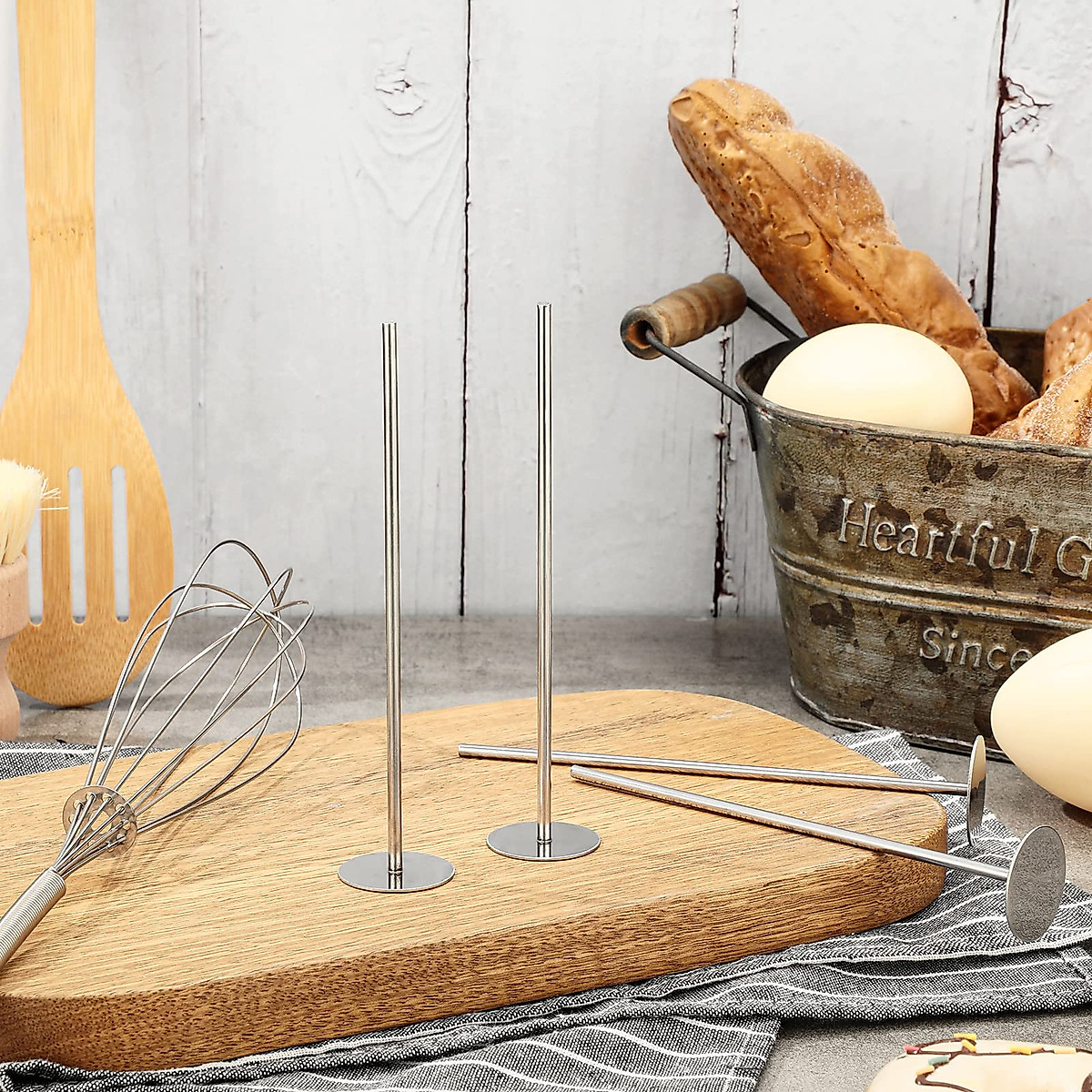 Cake Heating Rod 5.71 Inch Sliver Baking Nails for Baking Stainless Steel Heating Core for Cakes Baking Stick Supplies (8 Pcs)