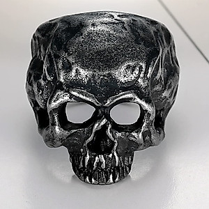 Jude Jewelers Stainless Steel Antique Retro Style Skull Death Gothic Punk Biker Halloween Party Ring (Grey, 6)