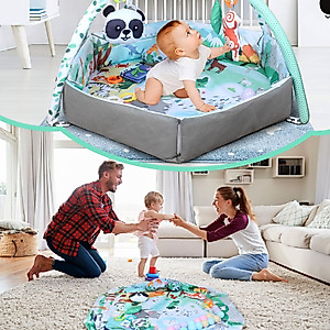 Aonerex Baby Play Gym Mat 5-in-1 Activity Mat Tummy Time Playmat, 8 Detachable Toys Sensory and Motor Skill Development Washable Play Mats for Floor, Newborn Baby Essentials