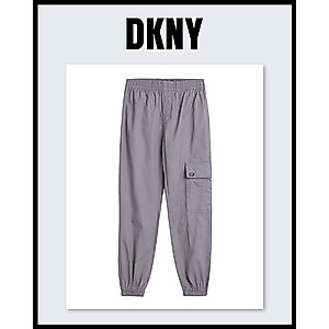 DKNY Boys' Pants Set - 3 Piece Long Sleeve Button Down Plaid Shirt, T-Shirt, Jogger Pants - Clothing Set for Boys (4-12), Size 8, Black