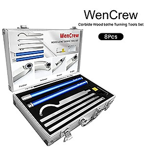 WenCrew Carbide Tipped Wood Turning Tools Set, 2023 Upgrade Carbide Lathe Tools for Woodturning, Lathe Rougher Finisher Swan Neck Hollowing Tools with Extendable Shafts