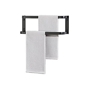 Mooche Double Bath Towel Bars Towel Racks for Bathroom,Wall Mount Towel Holder Heavy Duty 16-Inch Towel Hanger Rail Wall Mount, SUS304 Stainless Steel Matte Black