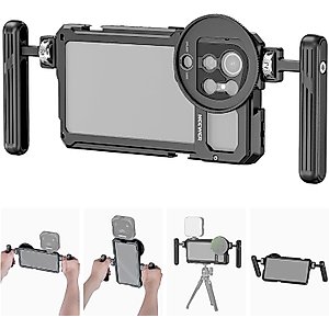 NEEWER S23 Ultra Cage Video Rig with Dual Side Handles, 67mm Lens Filter Thread Adapter, All Metal Mobile Phone Stabilizer for Filmmaking Video Recording Compatible with Samsung S23 Ultra, PA021