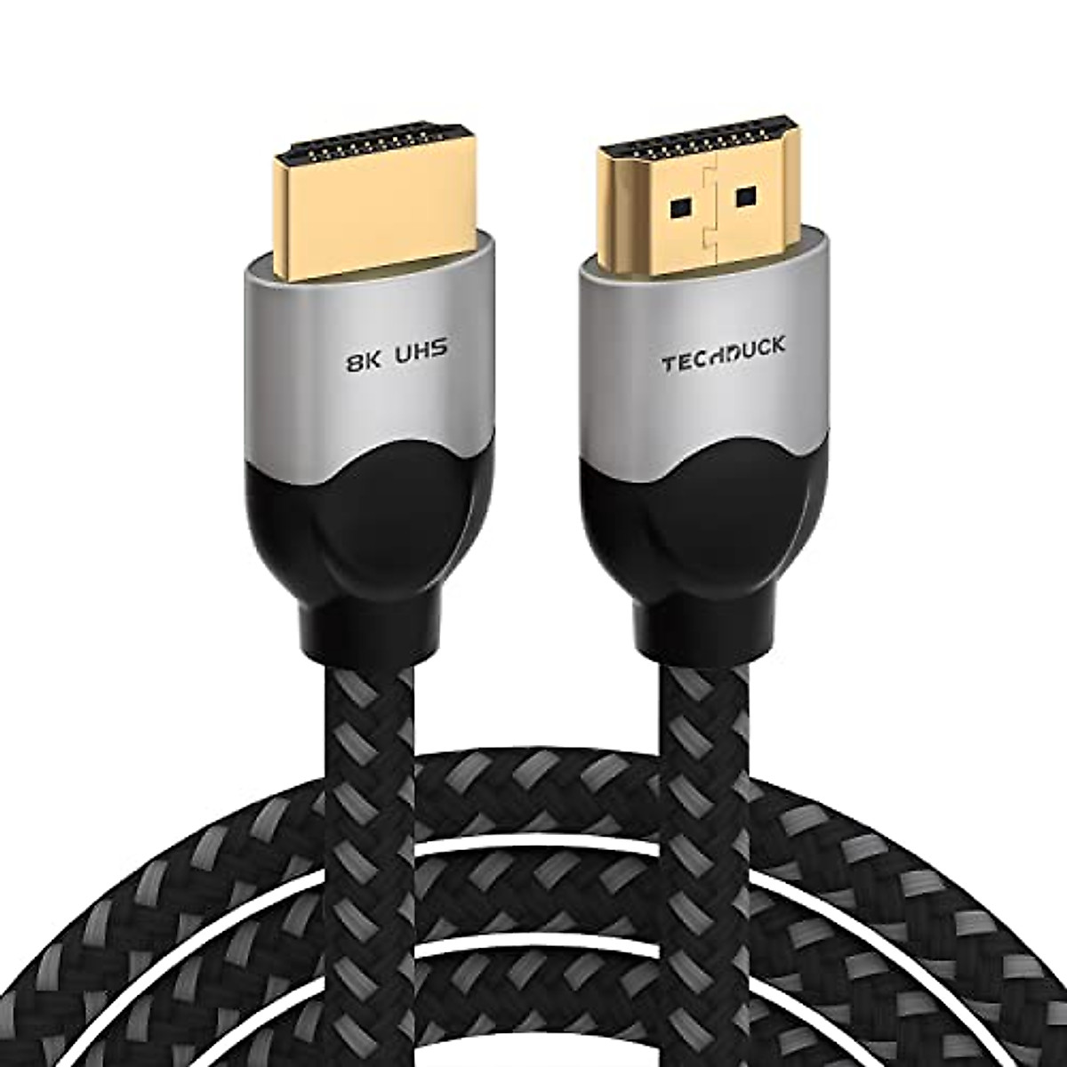 8K HDMI 2.1 Cable 3ft, TechDuck Premium Braided 28AWG High Speed 8K@60Hz 4K@120Hz/144Hz 48Gbp HDMI Cord, Dynamic HDR eARC/ARC Dolby, Certified UHD HDMI to HDMI Cable for Gaming/Monitor/Ultra HD TV