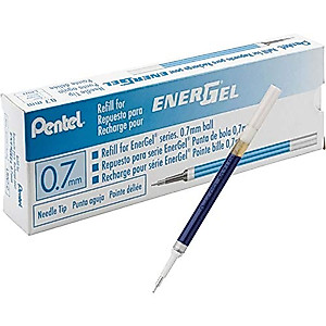 Pentel Refill Ink for EnerGel Liquid Gel Pen, 0.7mm, Needle Tip, Blue Ink, 1 - Pack (LRN7-C)