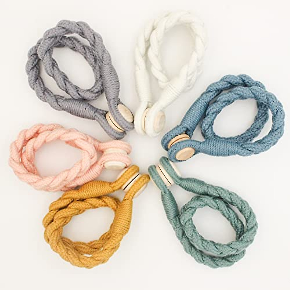 VENLOIS Strong Magnetic Curtain Tiebacks White 2pcs Heavy Duty Curtain Rope Tieback Curtain Holdbacks Holders for Home Bedroom Office Decorative Curtain