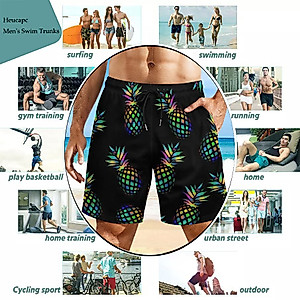 Heucapc Men's Swim Trunks Quick Dry Swimming Trunks Pineapple Swim Trunks with Mesh Lining and Pockets XXL