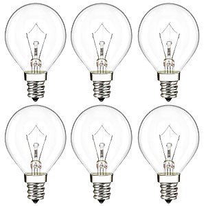 Snnalosses 25 Watt Wax Warmer Bulbs,Original Replacement Light Bulb for Full Size Scentsy Warmer & Candle Lamp,Long Life-Span and Melt Wax Fast,120 V/E12 Type G Bulb,Dimmable, Warm White,6 Packs