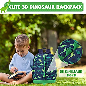 VASCHY Dinosaur Toddler Backpacks, Cute Water Resistant Little Boys Girls Backpack Chest Strap for Kindergarten,Rucksack Schoolbag Bookbag for Kids Green