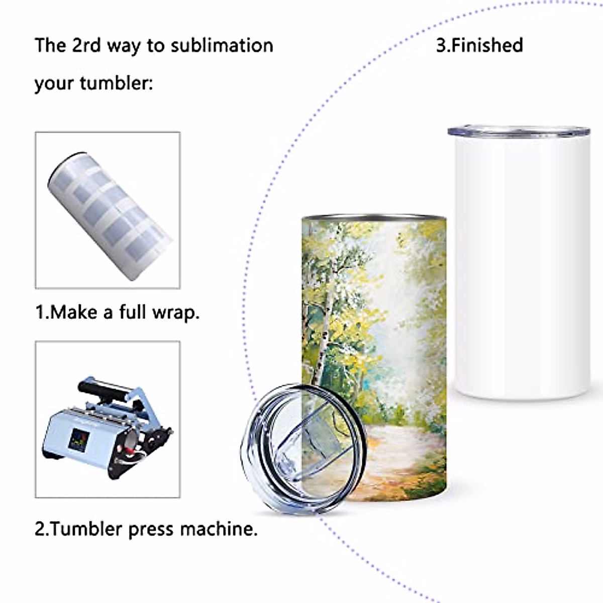 XccMe 12 oz Skinny Sublimation Blanks,Stainless Steel Straight Tumblers with Shrink Wrap Films,4 PACK Double Wall Vacuum Insulated Mugs for DIY Gift,Coffee,Tea,Beverages (White)