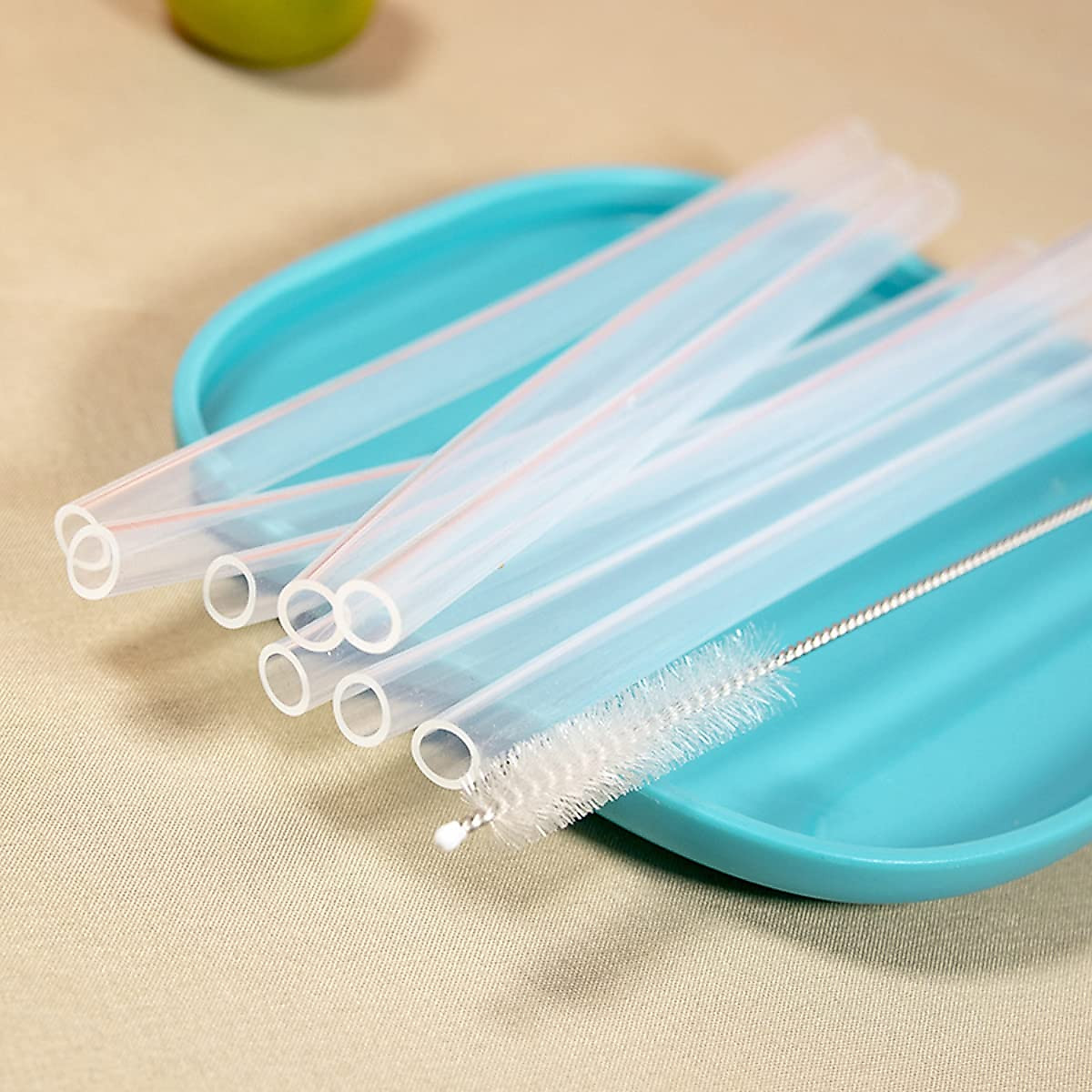 8 Pack Silicone Replacement Straws for 20/30/40 oz Cup,Long Straws with Cleaning Brush and Straw Covers Compatible with Stanley Cup Tumbler