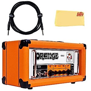 Orange OR15 15-Watt Single Channel, Compact Tube Guitar Amp Head with Instrument Cable and Austin Bazaar Polishing Cloth