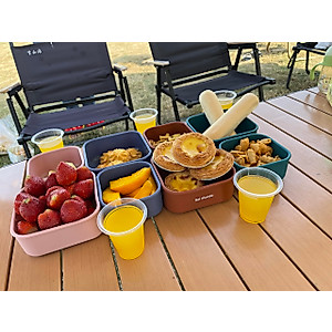 Bai shunda Silicone Food Container Set With Lid Food Bento Box Dishwasher Microwave Oven and Freezer Safe For Salads Snacks Meal Prep StorageTo-Go Sealed bowl (12.6oz + 21oz)（Purple）