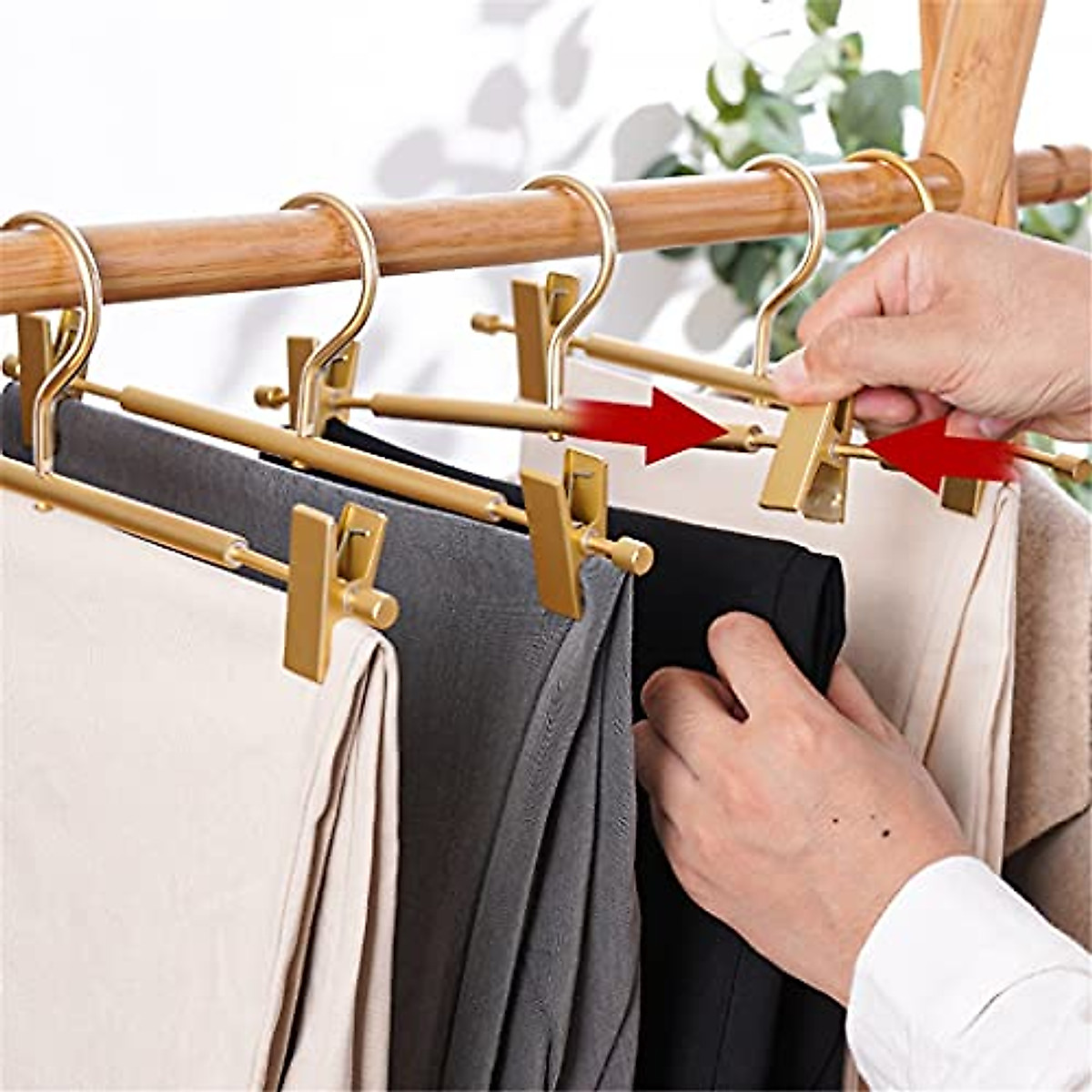 n/a 5pcs Trouser Hanger Clips Aluminum Alloy Anti Slip Pants Skirt Drying Rack Trousers Clips Wardrobe Storage Metal Clothes Hangers