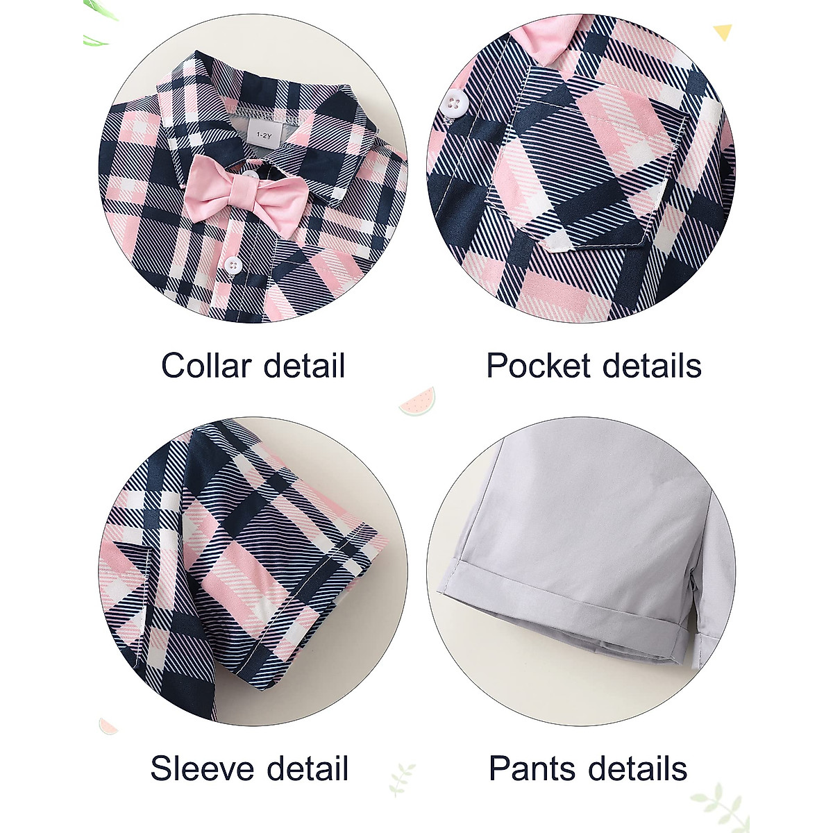 YUEMION Toddler Baby Boy Shorts Sets Outfit, Infant Kid Short Sleeve Shirt Top+shorts Suits