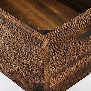 Frcctre Set of 3 Wood Nesting Storage Crates with Handles, Decorative Farmhouse Wooden Crates Storage Containers Rustic Handmade Natural Solid Wood Basket