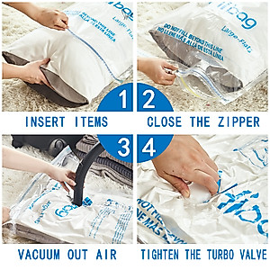 HIBAG Vacuum Storage Bags, Space Saver Vacuum Seal Storage Bags 20-Pack Sealer Bags for Clothes, Clothing, Bedding, Comforter, Blanket (20C)