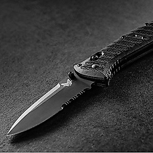 Benchmade 570SBK-1 Presidio II, Coated Finish, Serrated Edge, Drop Point Blade Knife, Made in the USA