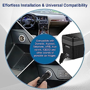 13.12 FT DC Power Cord Cable 12V/24V for Car Refrigerator Car Fridge Freezer Compatible with Alpicool, Bodega, Euhomy, BougeRV, Dometic, ICECO, Setpower, JoyTutus, ARB Etc Most Brands (13.12ft Black)