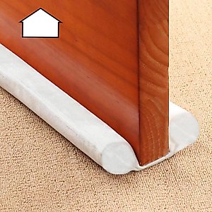GDHOMM Door Draft Stopper, Door Sweep, Weather Stripping Door Seal Strip Household Products, Door air Blocker, Light Blocker, Noise Blocker, Energy Saving, 30" to 36" Size Adjustable,White