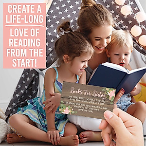 25 Book Request Baby Shower Guest Book Alternative - Deer Baby Shower Invitation Inserts, Books For Baby Shower Request Cards, Bring A Book Instead Of A Card, Baby Shower Book Request For Girls