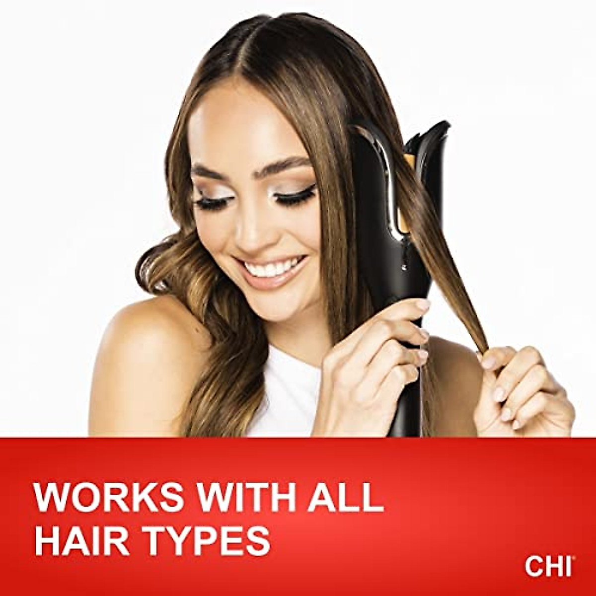 CHI Spin N Curl Ceramic Rotating Curling Iron | 1.25” Curling Iron | Ideal for Shoulder-Length Hair Between 6-16" | Include Cleaning Tool | Matte Black