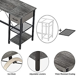 PONROL L Shaped Computer Desk with Storage Drawer Shelves and Monitor Stand, Modern Reversible Corner Gaming Table Sturdy Writing Workstation for Home Office