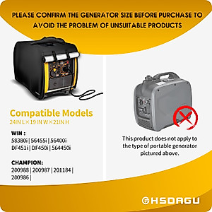 HSDAGU Generator Cover,Outdoor Generator Cover with Visual Control Window,600D+210D Waterproof Oxford cloth,Size of 24 "Lx19" Wx21 "H inches,Suitable for Champion 200988 ,Wen58380i DF451i.etc (black).