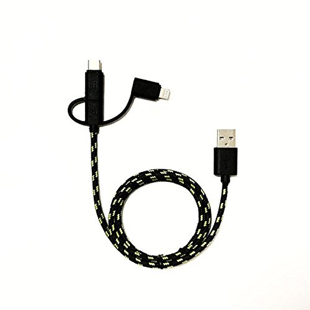 3-in-1 Cable (Apple Lightning-USB Type-C-microUSB) Hi Strength Braided Cable (1 Meter) (2 PCS)