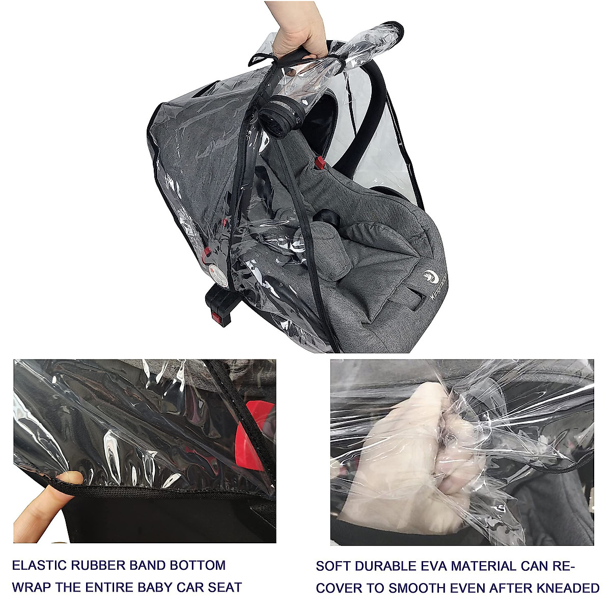 Baby Car Seat Rain Cover Universal Weather Shield Waterproof,Easy Access Zipper,Side Ventilation,EVA Material,Newborn Infant Child Travel Accessories